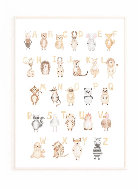 Affiche Alphabet Animaux pour Enfant, Poster Educatif - Babywall